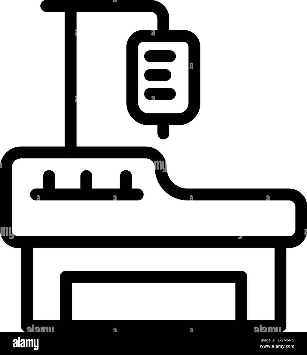 Simple line icon of a hospital bed with an attached iv drip bag Stock ...