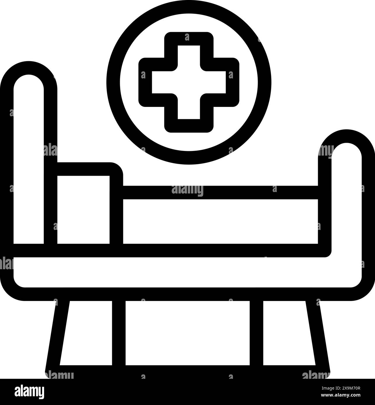 Black and white medical couch icon illustration for clinic, hospital ...