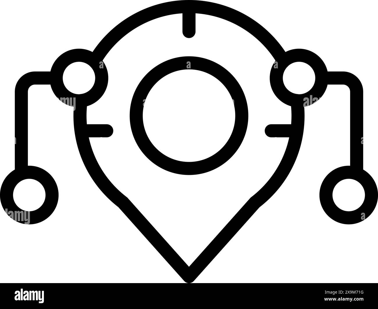Black line art vector illustration of a gps location pin merged with ...
