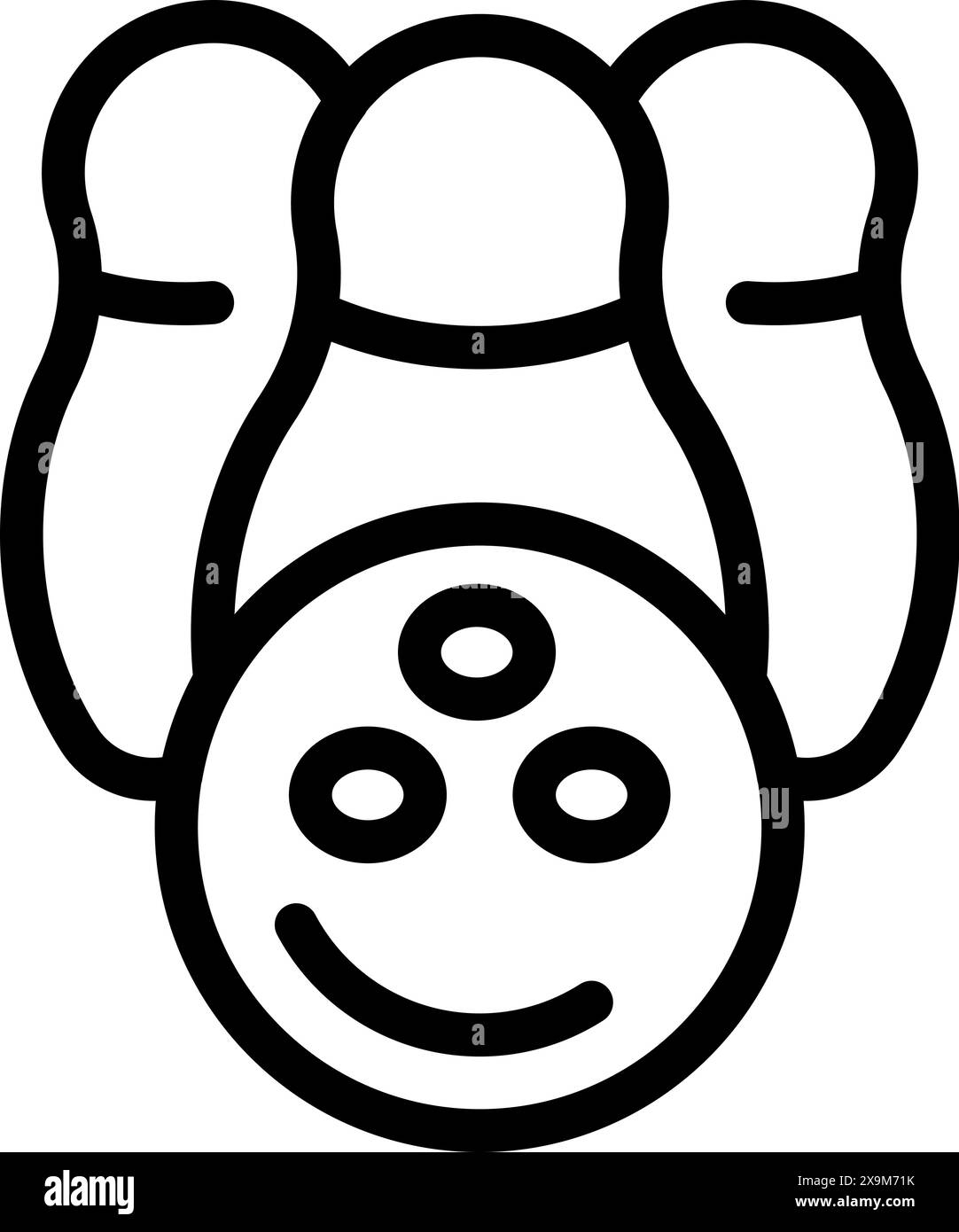 Happy smiling bowling pin icon in simple black and white line art ...