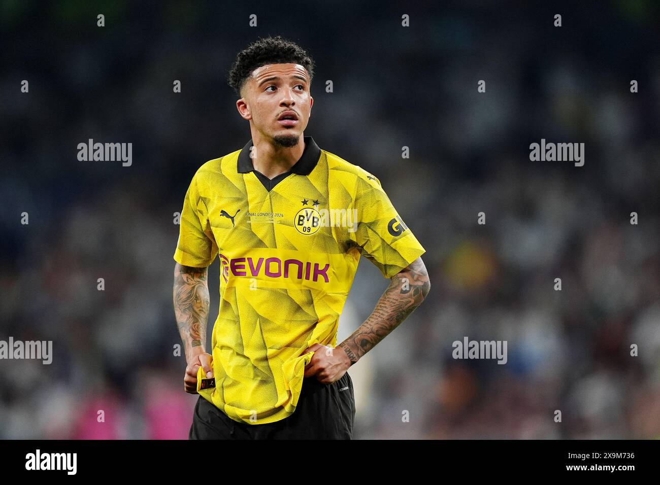 Borussia Dortmund's Jadon Sancho reacts during the UEFA Champions ...