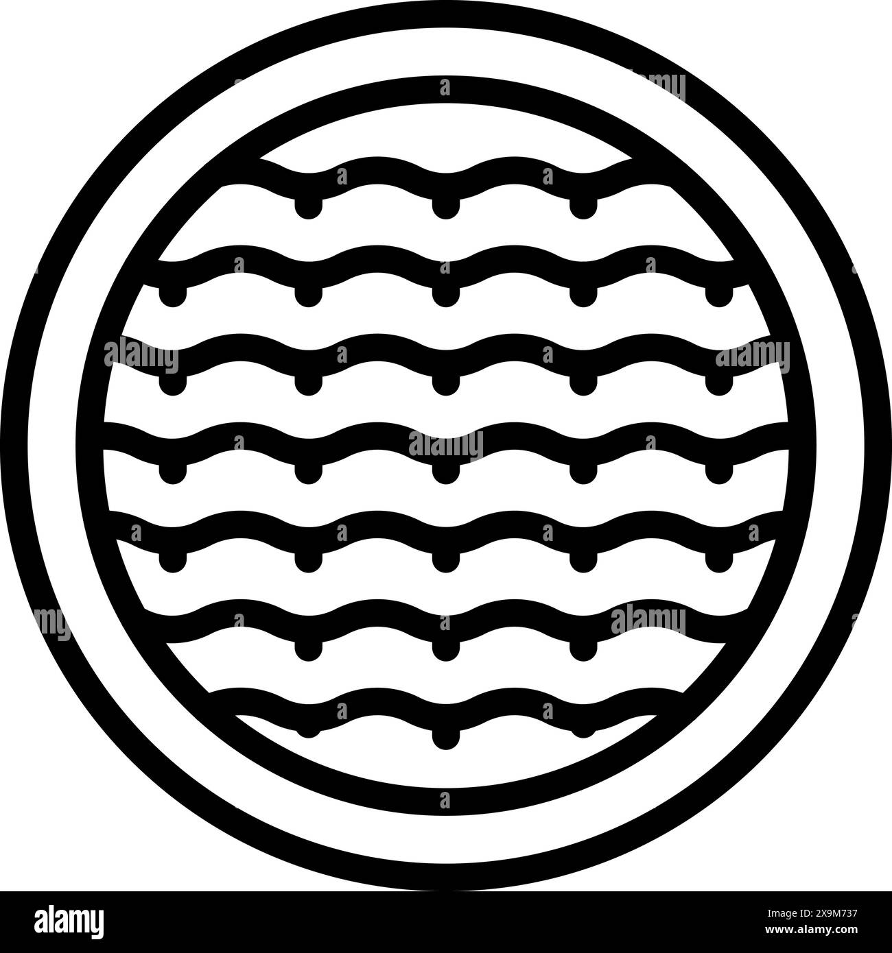 Simplified circular icon featuring abstract black and white water wave ...