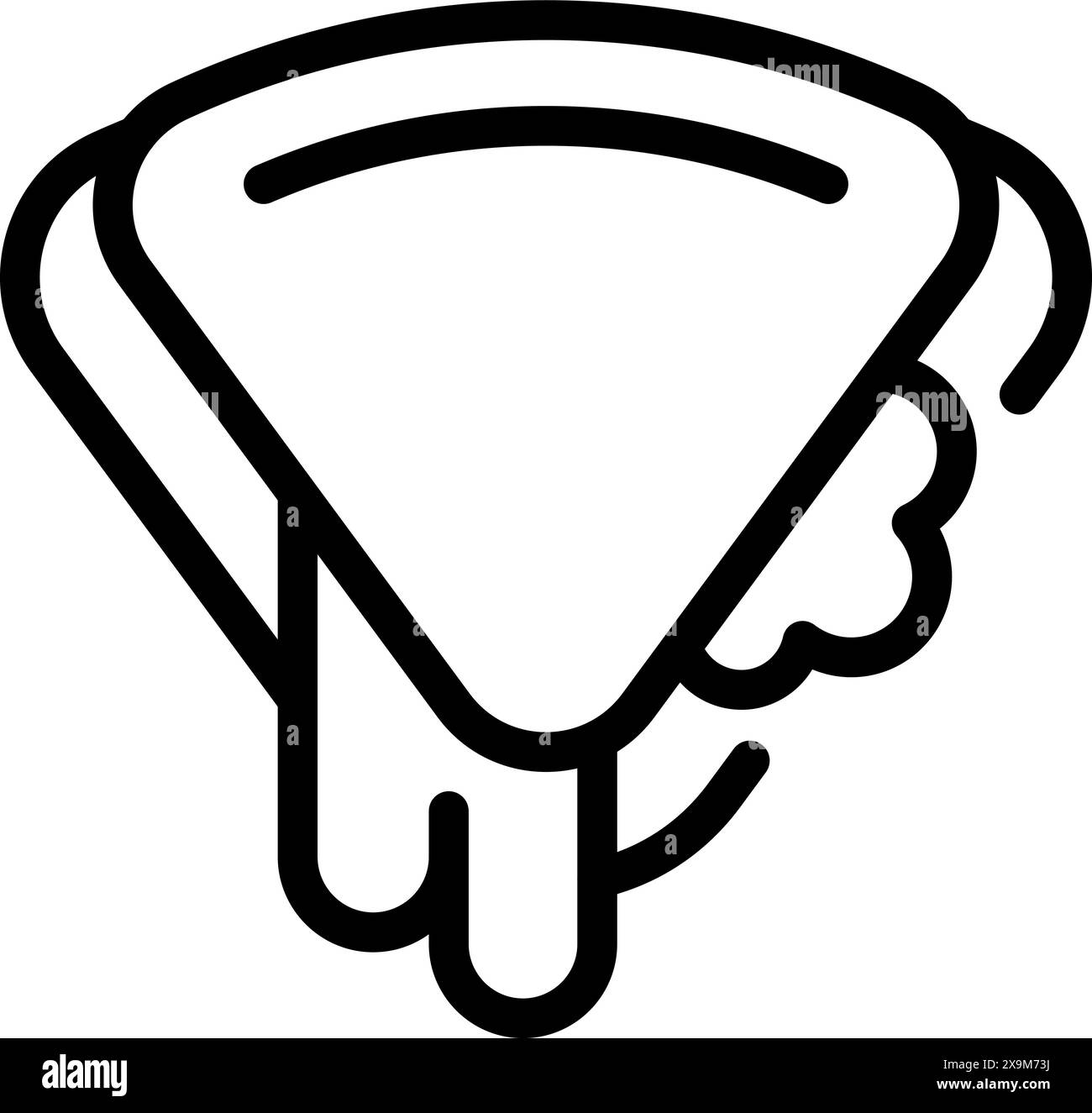 Handdrawn vector illustration of a simple black and white pizza slice ...