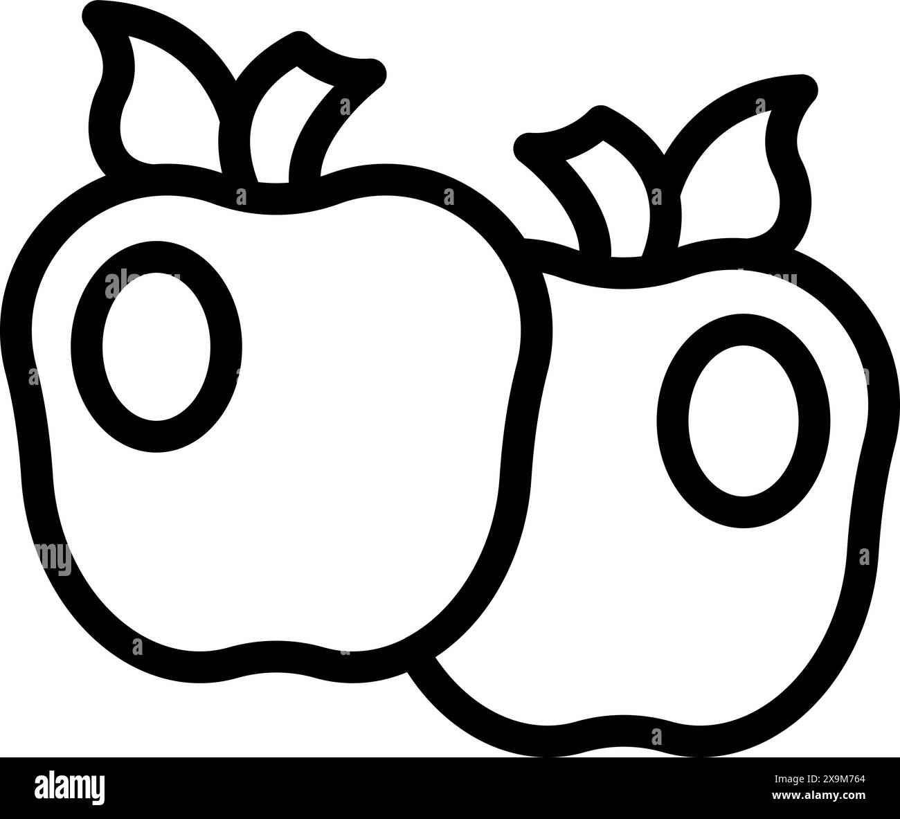 Two handdrawn apples in black and white vector illustration. Perfect ...