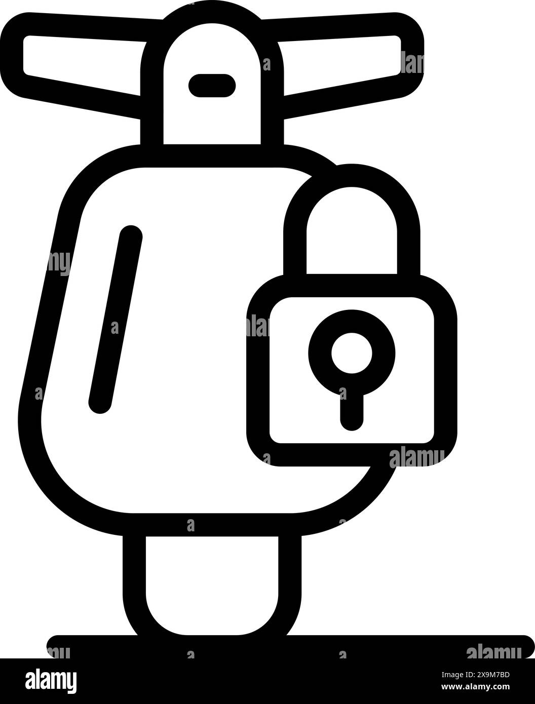 Modern security drone concept icon with padlock. Surveillance camera ...