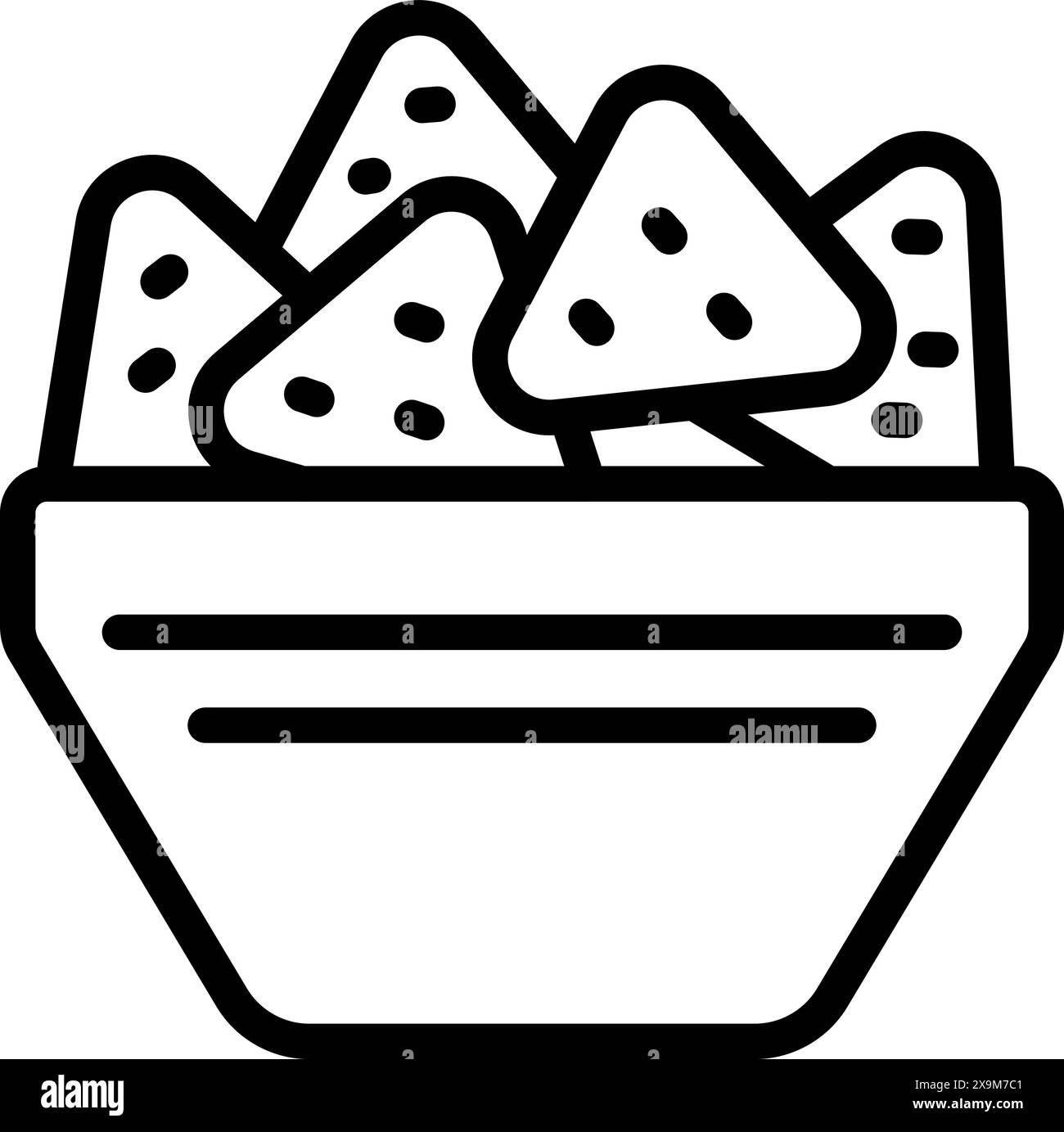 Simple line icon depicting a bowl filled with triangular nacho chips Stock Vector Image & Art ...