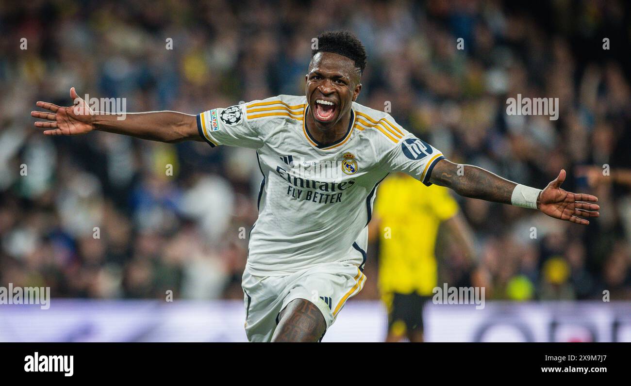 London, England. 01st Jun 2024. Goal celebration Vinícius Junior (Real ...