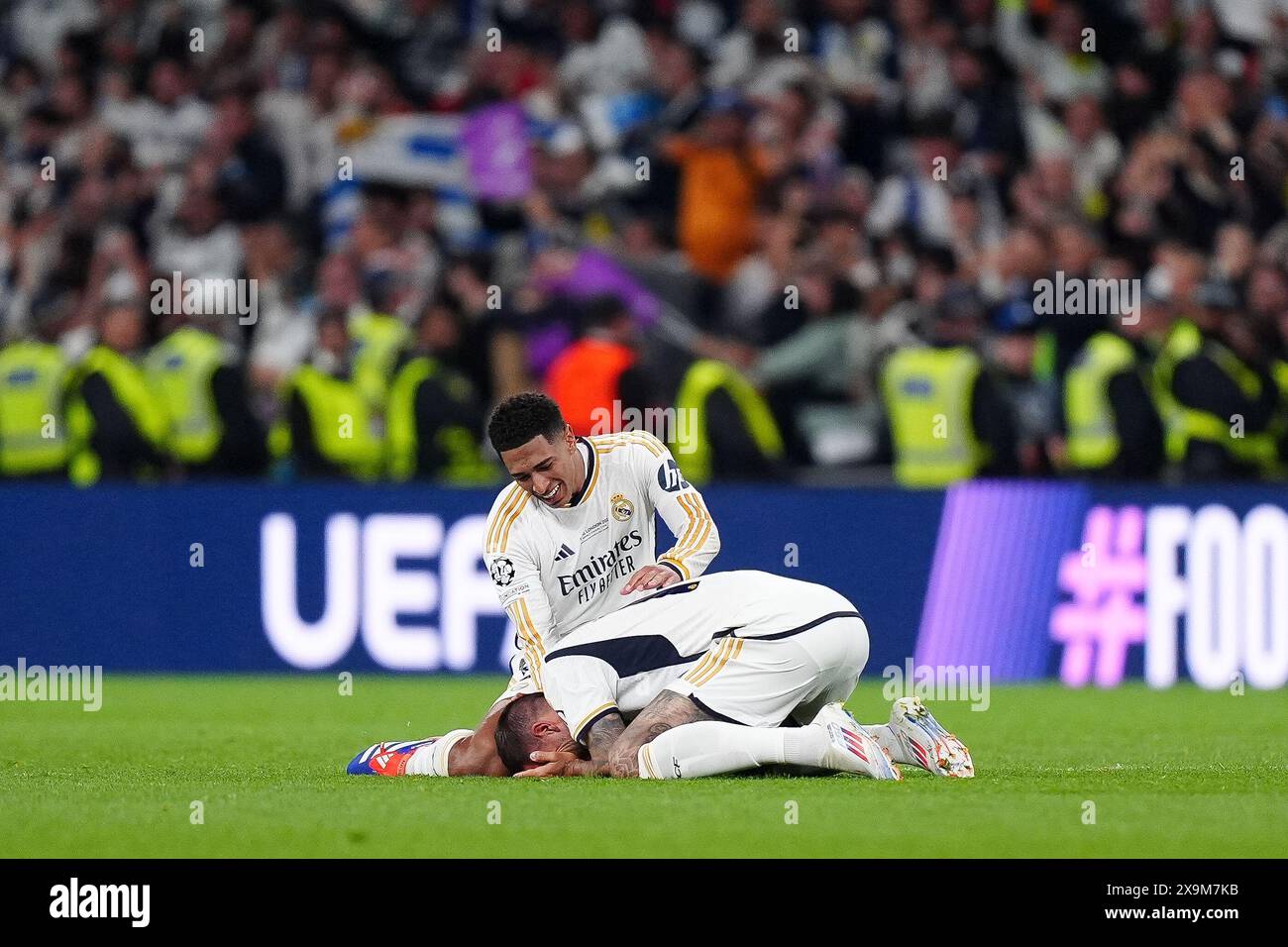 Real Madrid's Jude Bellingham celebrates winning the UEFA Champions ...