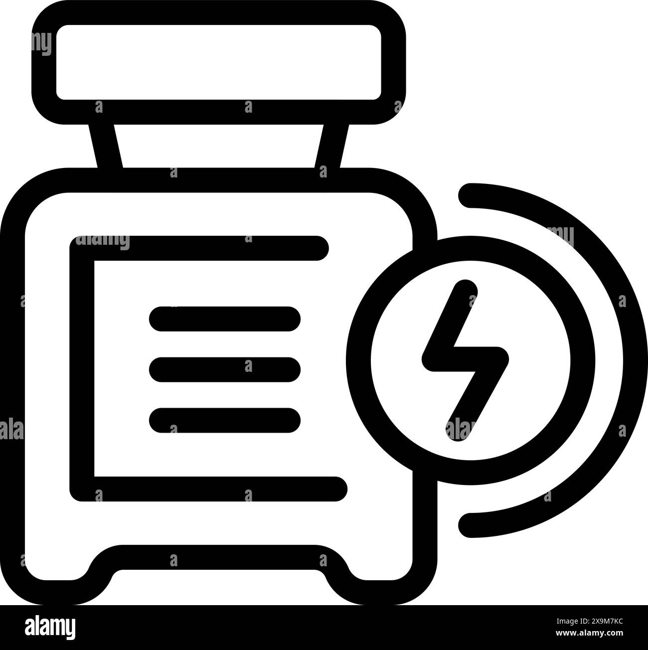 Vector icon illustration of a protein supplement bottle with an energy ...