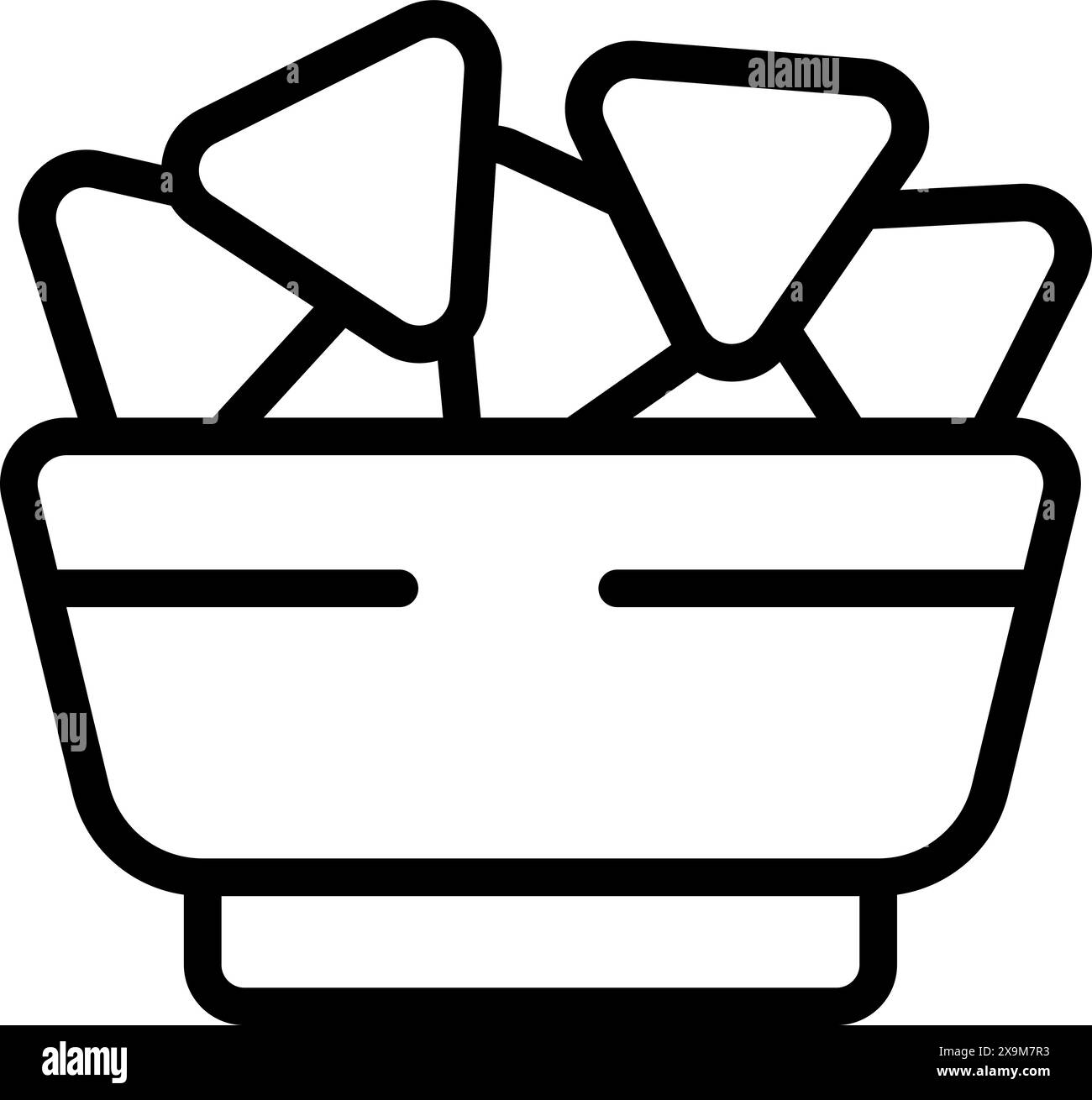 Simple line icon depicting a bowl full of nacho chips Stock Vector ...