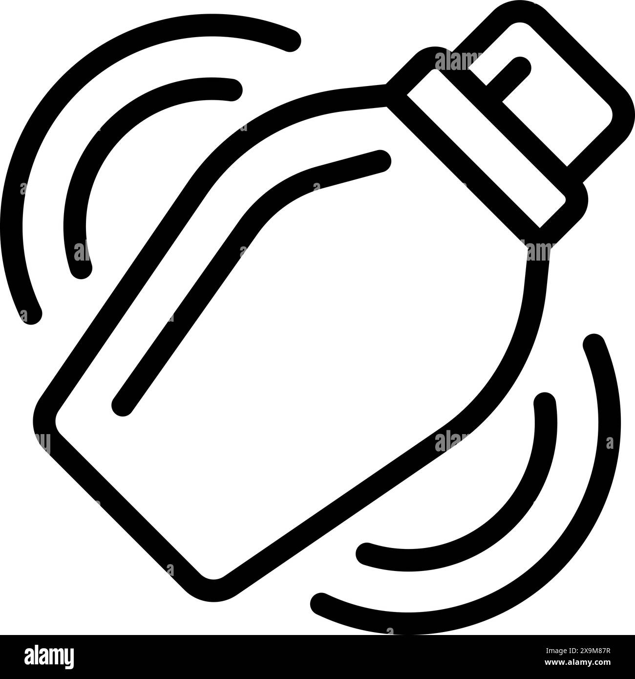 Digital icon depicting a water bottle with motion lines, representing ...