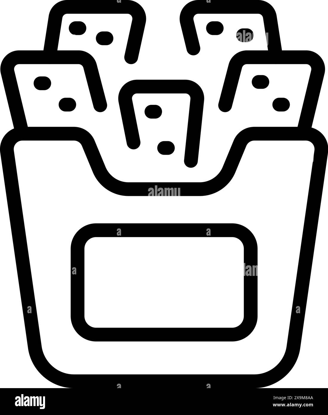 Simplified black and white line drawing of french fries in a takeout ...