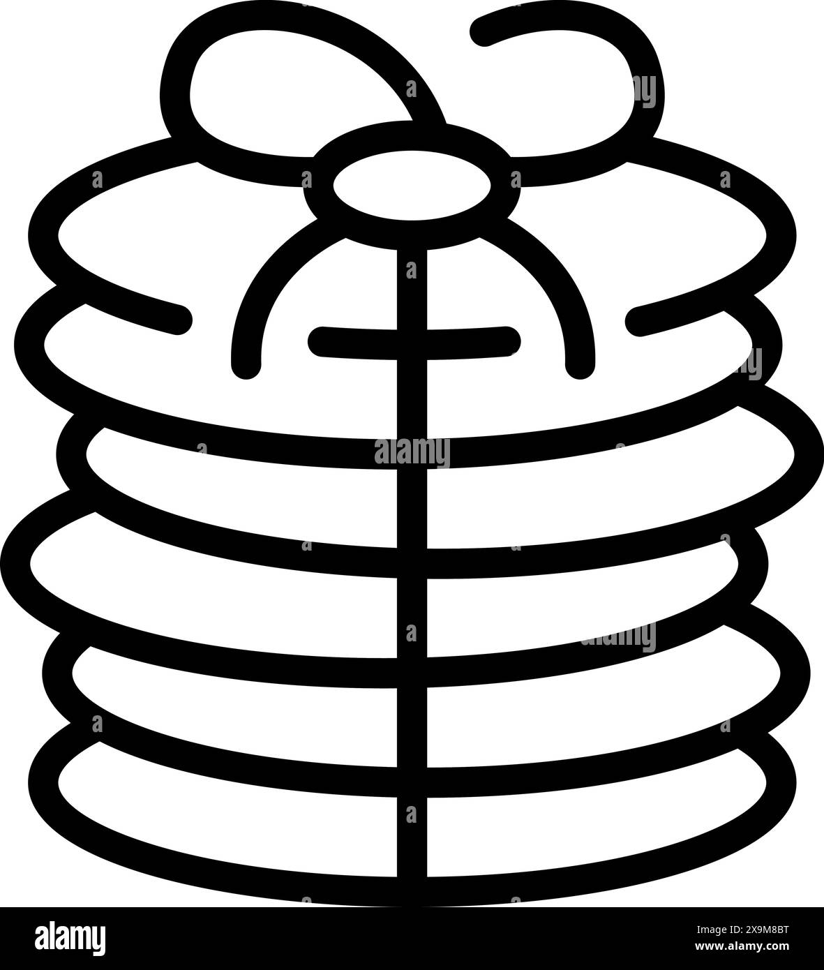 Detailed black and white beehive line art illustration for beekeeping ...