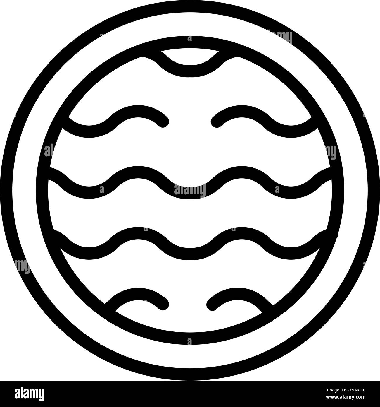 Vector illustration of a minimalist water waves emblem in a circular ...