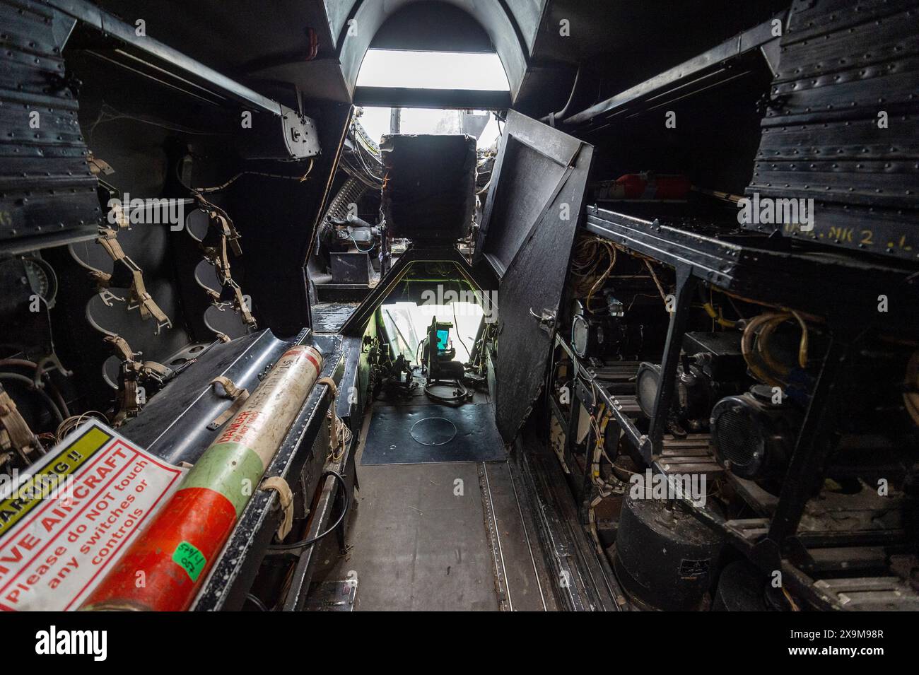 Charlwood, UK. 1 June 2024. Inside the nose cone of an Avro Shackleton ...