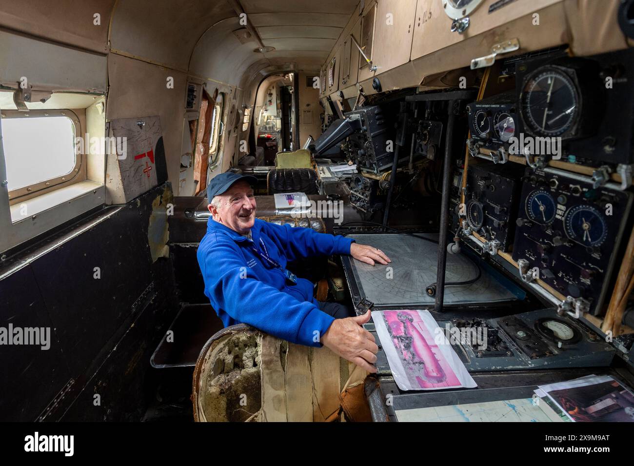 Charlwood, UK. 1 June 2024. Nev Feist, tour guide, at the navigator's ...