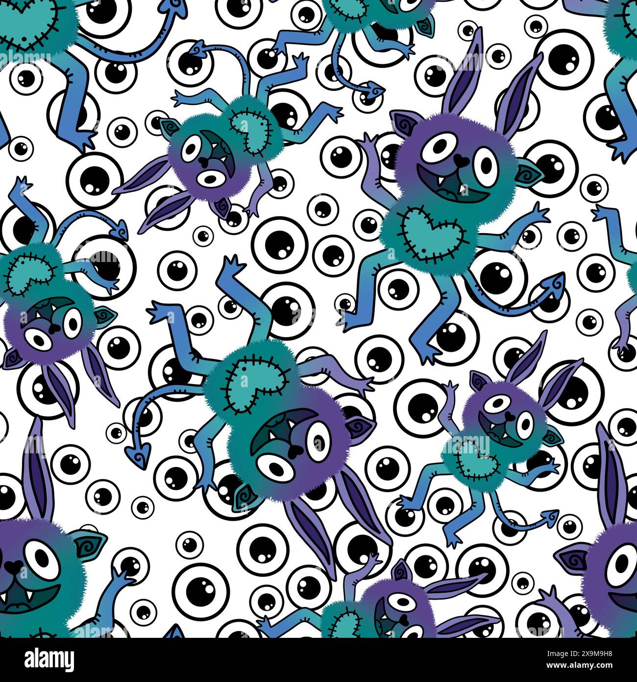 Cartoon monsters seamless pattern for wrapping paper and fabrics and ...