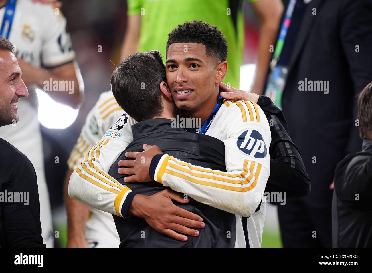 Real Madrid's Jude Bellingham celebrates after winning the UEFA ...