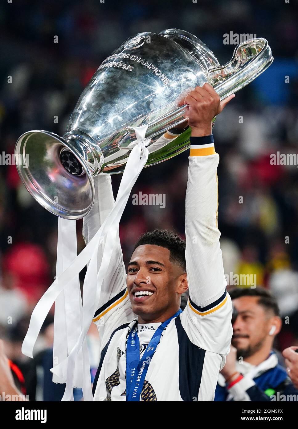 Real Madrid's Jude Bellingham celebrates with the UEFA Champions League ...