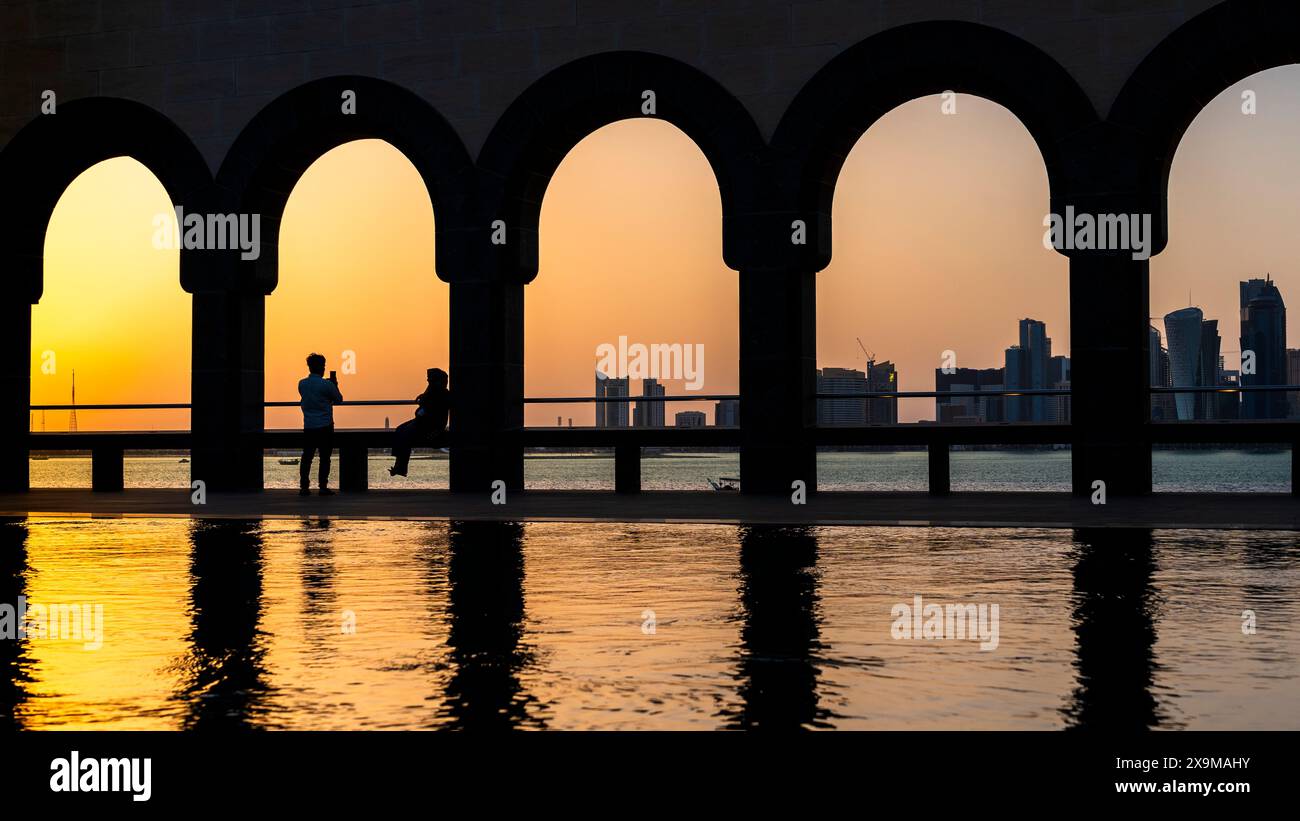 Doha, Qatar- May 05,2024 : view of doha skyline from qatar islamic ...