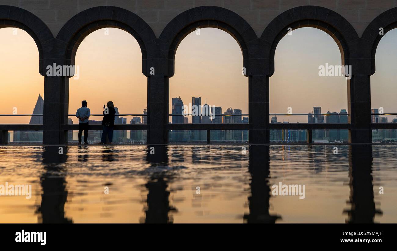 Doha, Qatar- May 05,2024 : view of doha skyline from qatar islamic ...