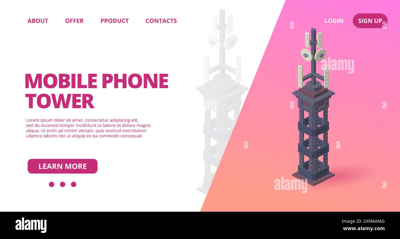 Web template with a mobile phone tower. Vector Stock Vector Image & Art ...