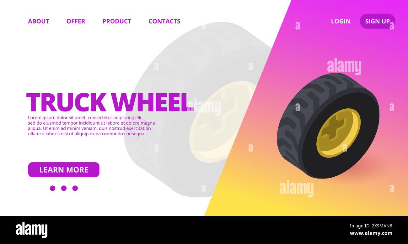 Web template with a truck wheel. Vector Stock Vector Image & Art - Alamy