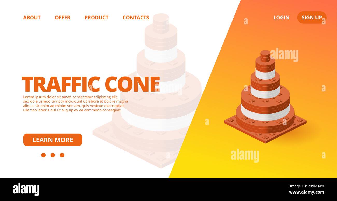 Web template with a traffic cone. Vector Stock Vector Image & Art - Alamy