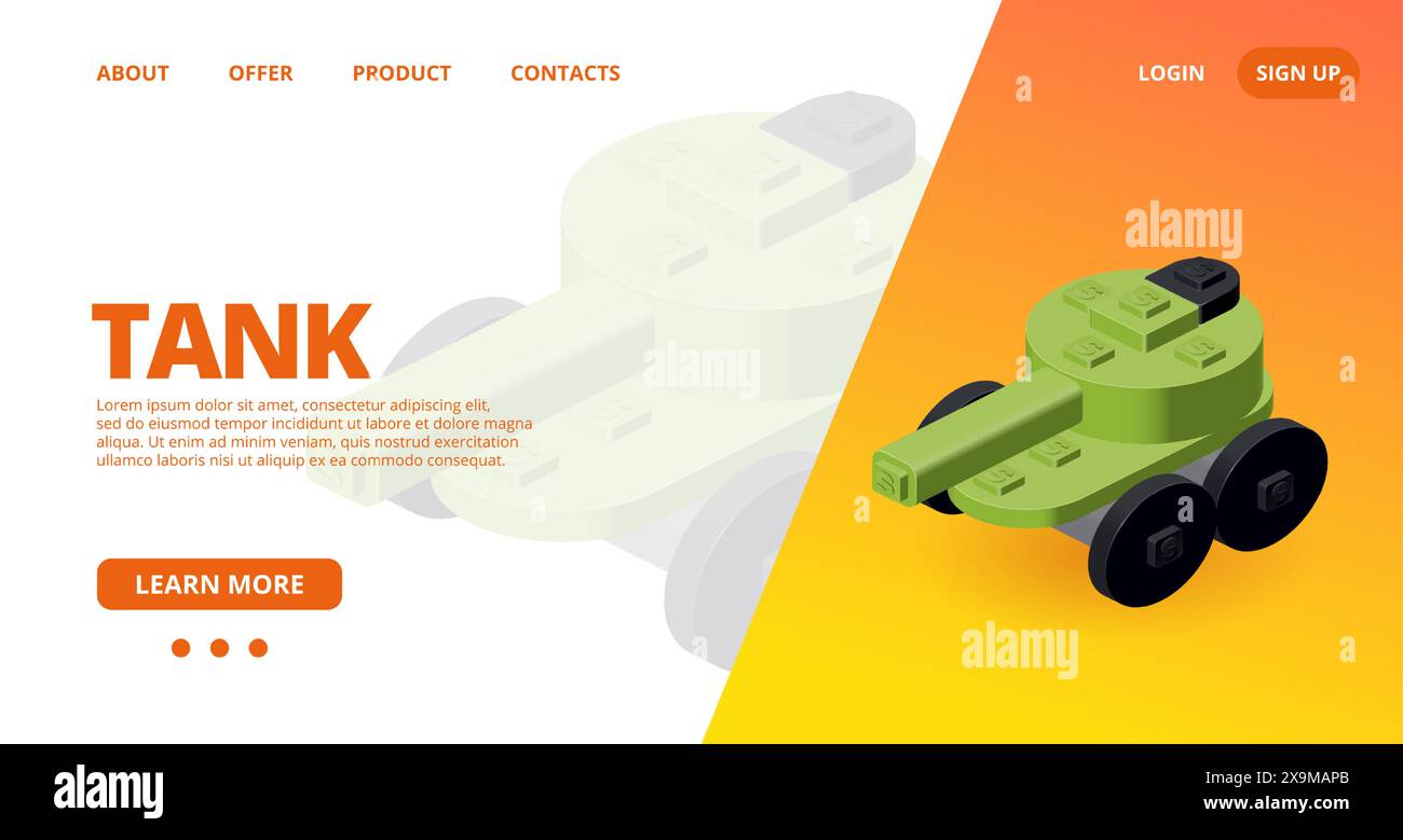 Web template with a toy tank. Vector Stock Vector Image & Art - Alamy