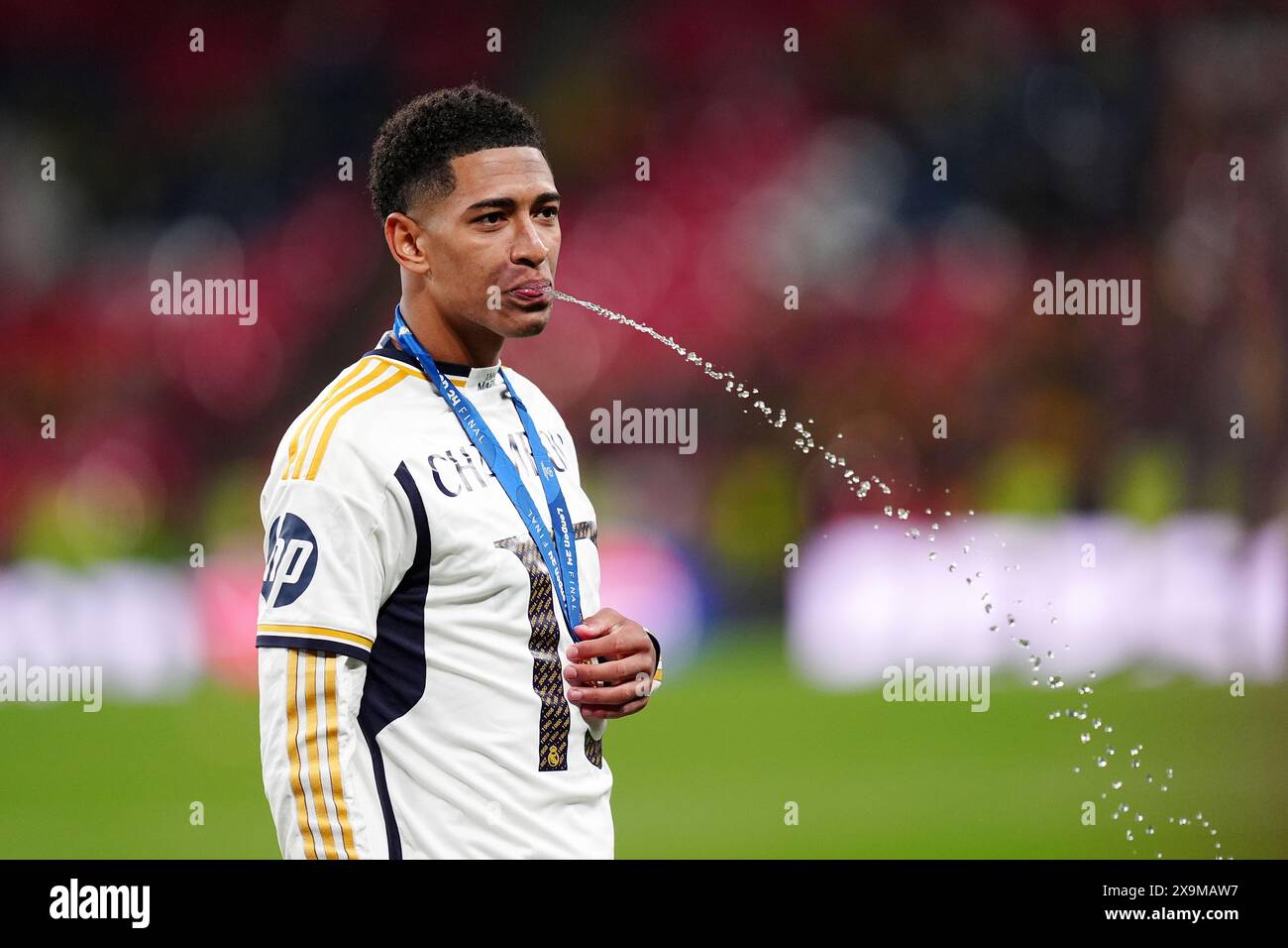 Real Madrid's Jude Bellingham celebrates after winning the UEFA ...