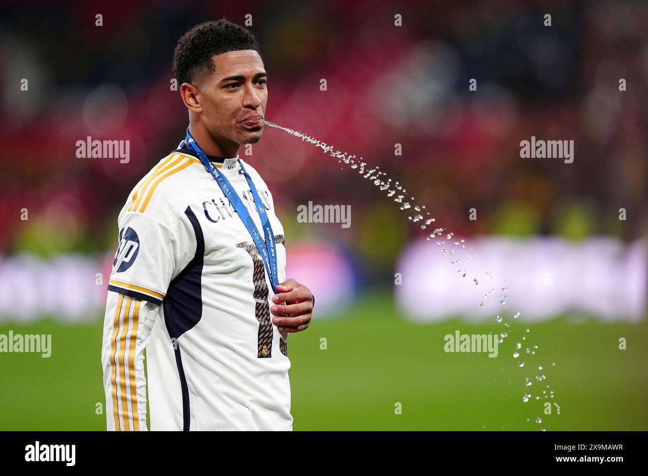 Real Madrid's Jude Bellingham celebrates after winning the UEFA ...