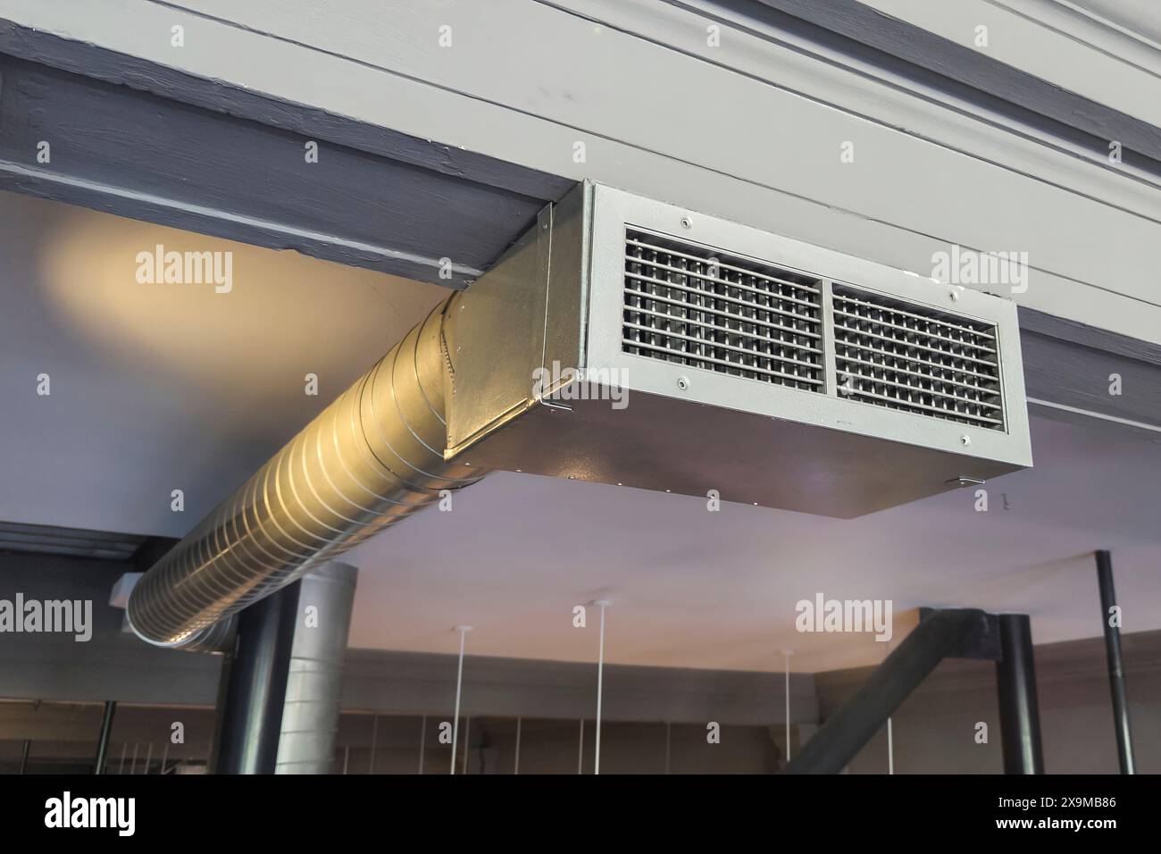 Exposed air conditioning duct and vents design element Stock Photo - Alamy