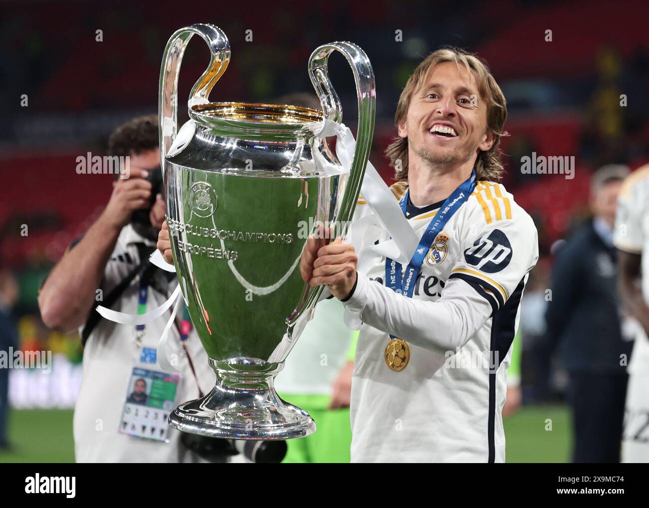 London, UK. 1st June, 2024. Luka Modric of Real Madrid celebrates with ...