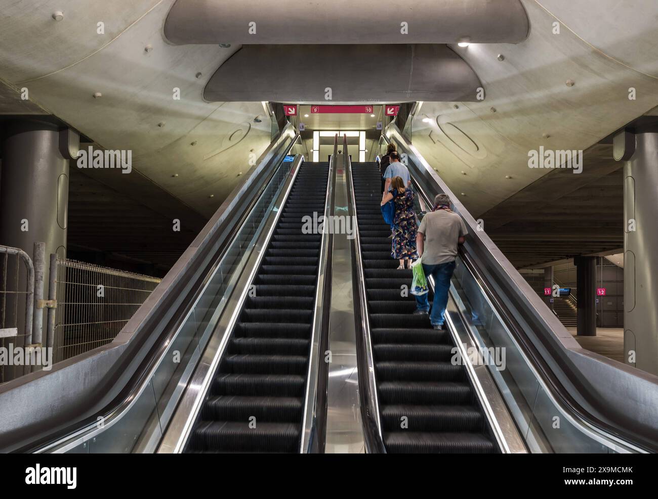 Automated staircase towards the platforms of the Ghent Railway station ...