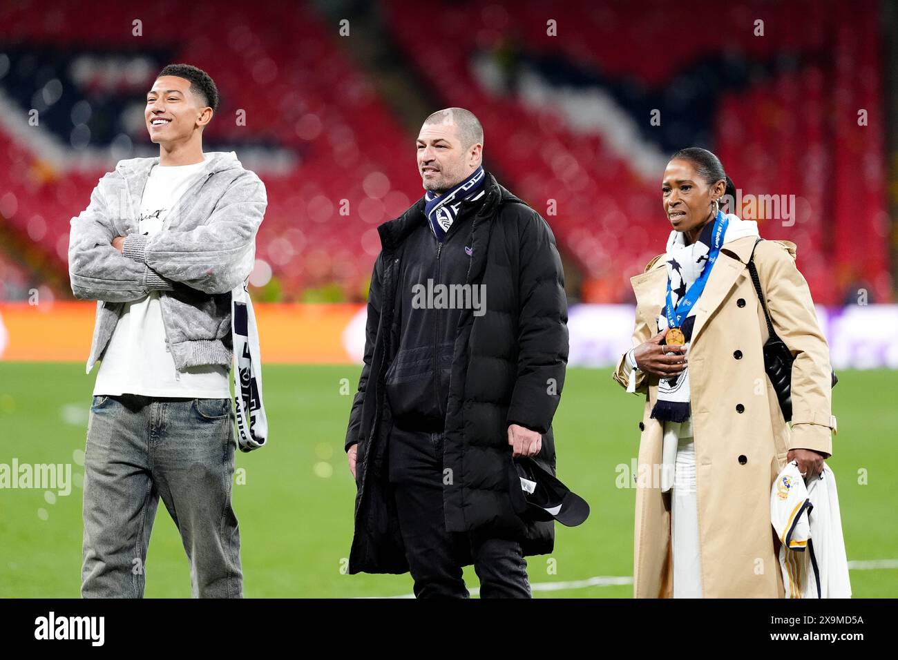 Denise Bellingham (right) and Jobe Bellingham (left) following the UEFA ...