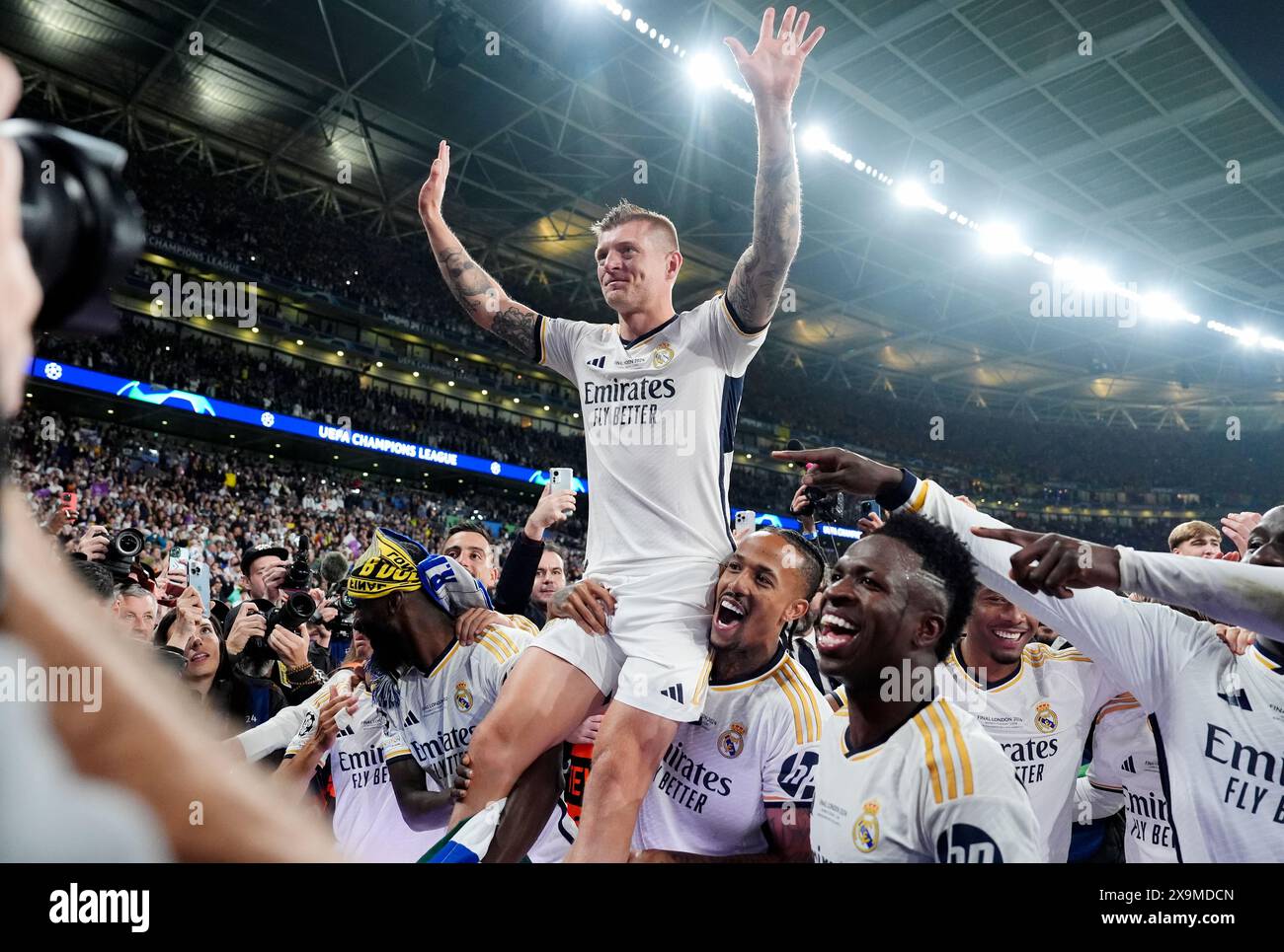 Real Madrid's Toni Kroos celebrates after winning the UEFA Champions ...