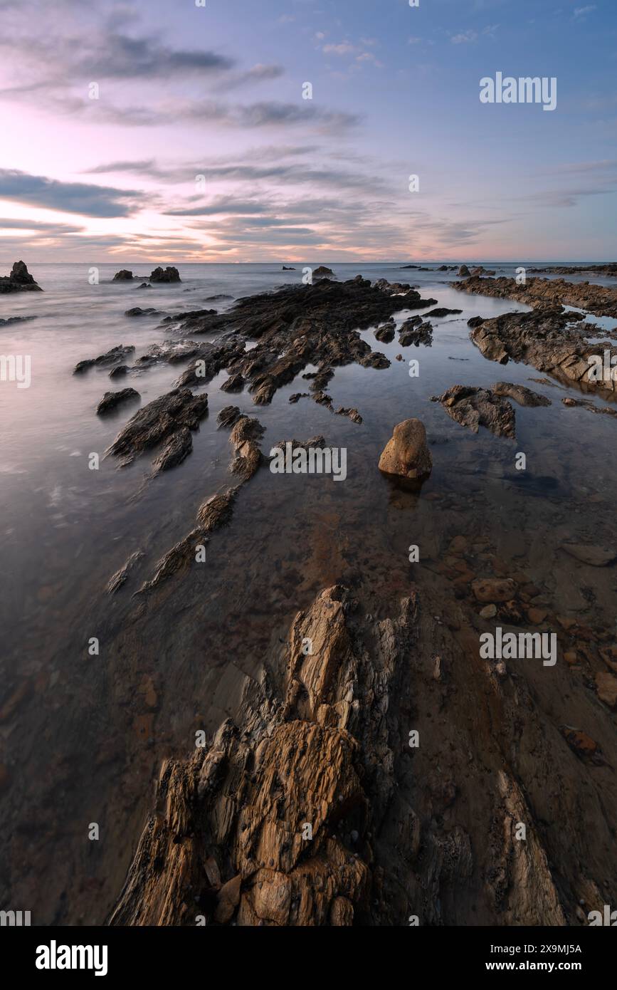 Rocky beach scape in north west Tasmania, Ulverstone West Beach Stock ...