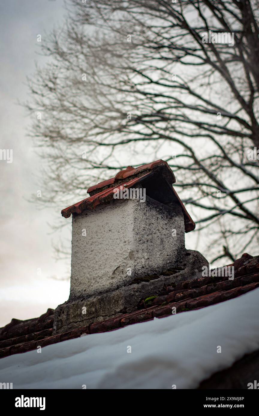 rustic, chimney, rooftop, shingles, traditional, countryside, weathered ...