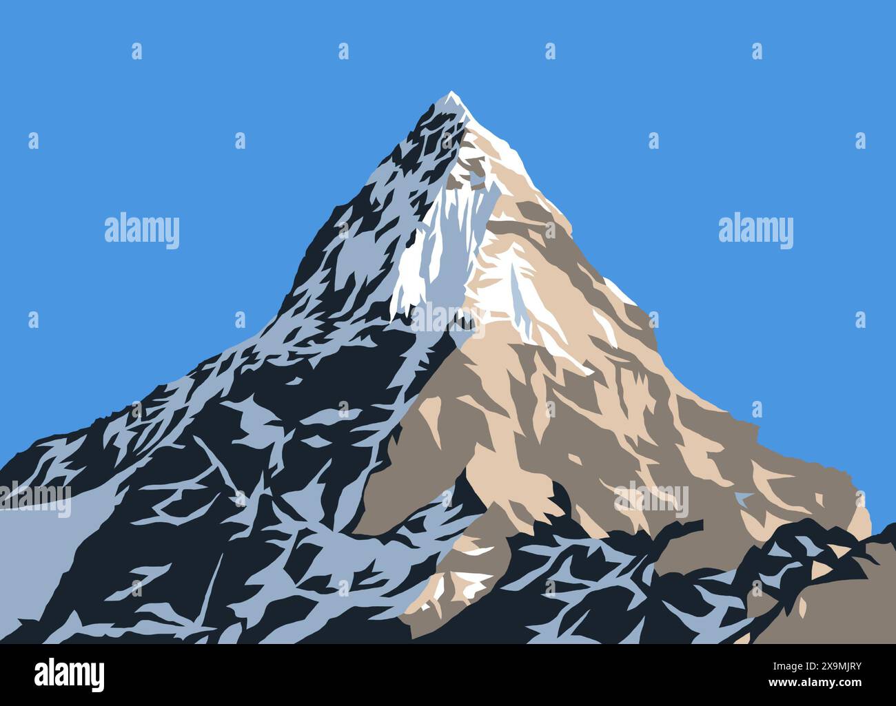 illustration of a mountain in the shape of a pyramid, Himalayas ...