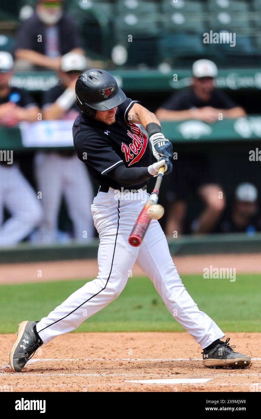 June 1, 2024: Chance Resetich #6 of SEMO makes contact with the ball ...