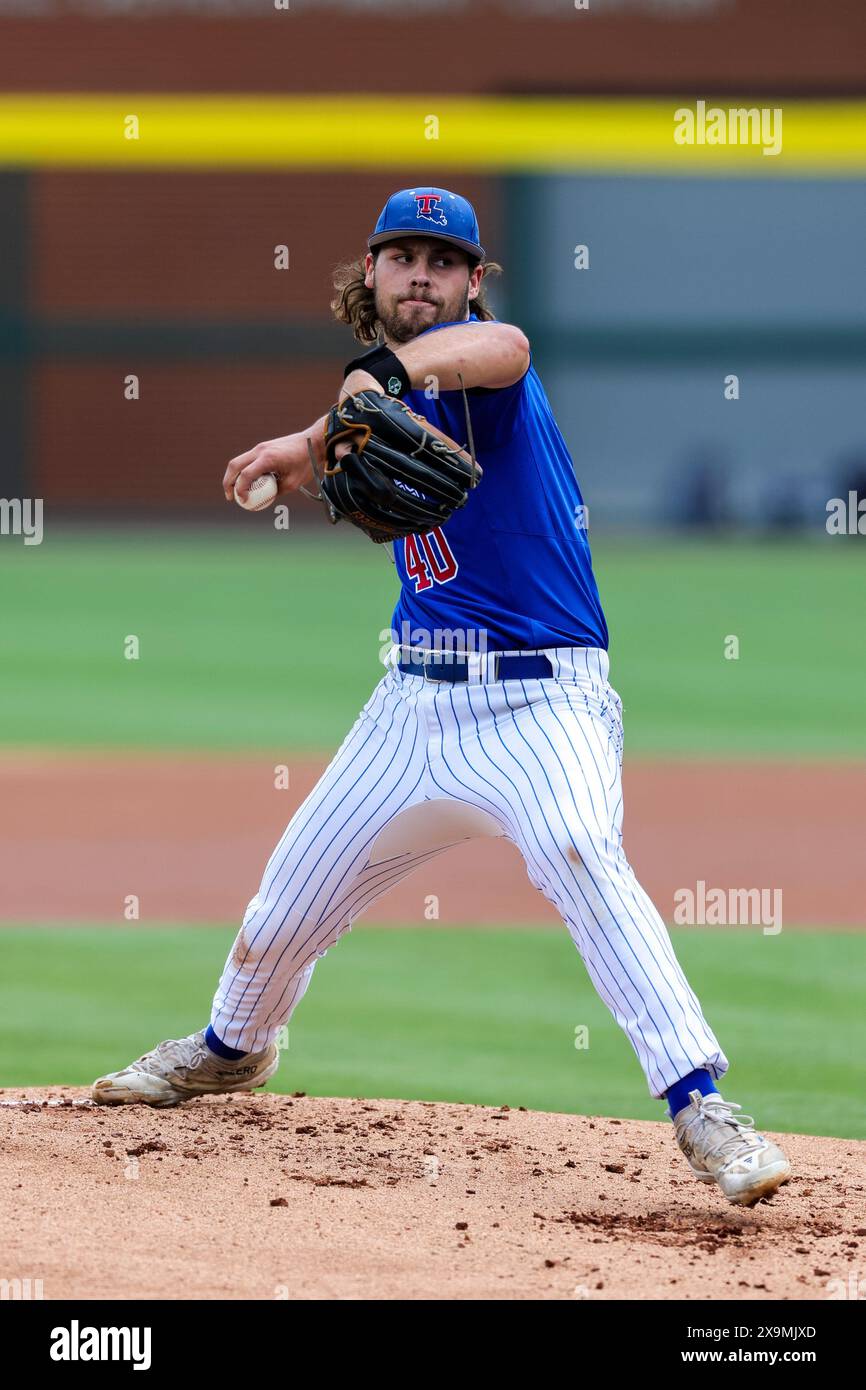 June 1, 2024: Louisiana Tech pitcher Reed Smith #40 works from the ...