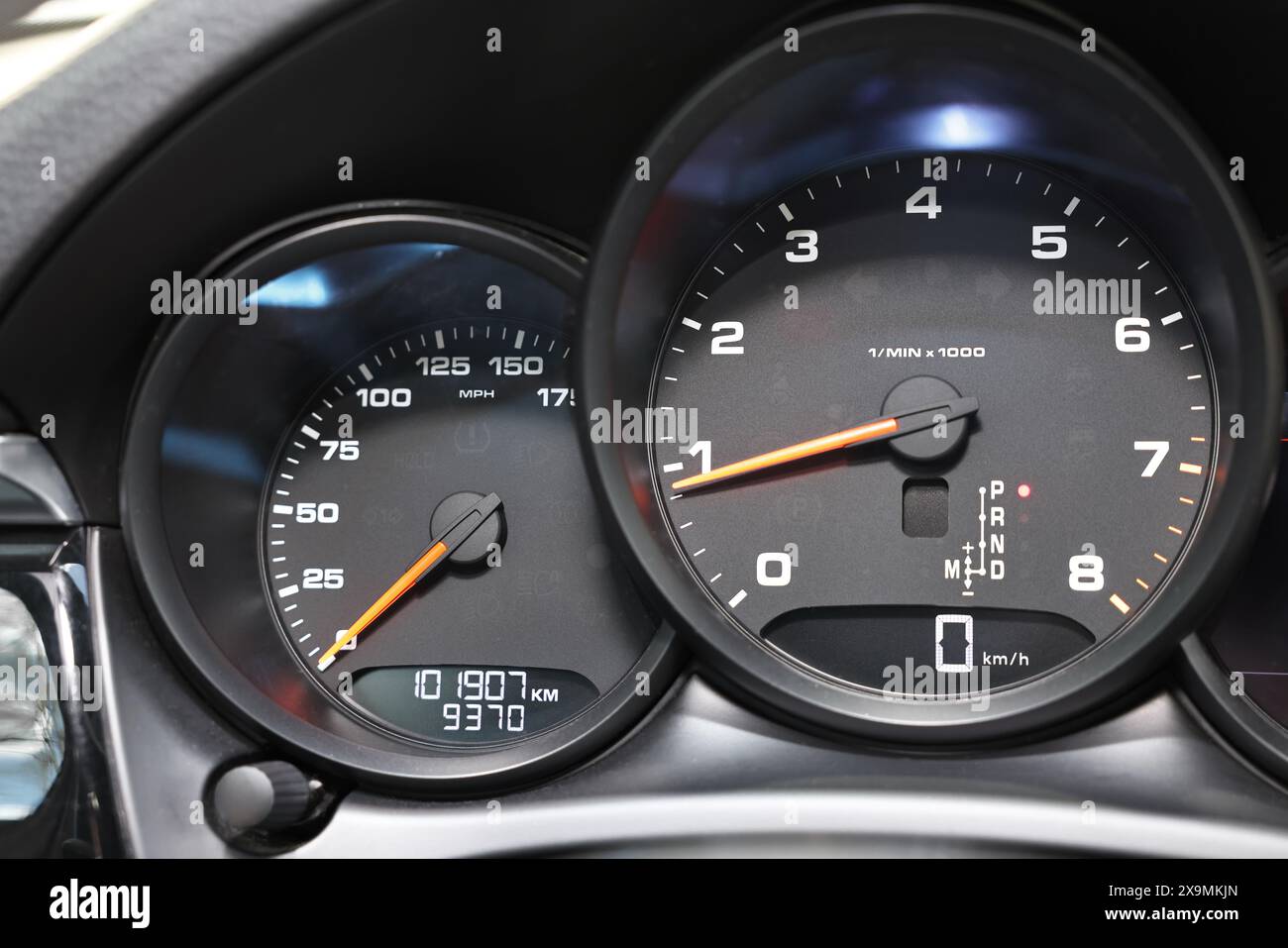 Speedometer and tachometer inside of modern car, closeup Stock Photo ...