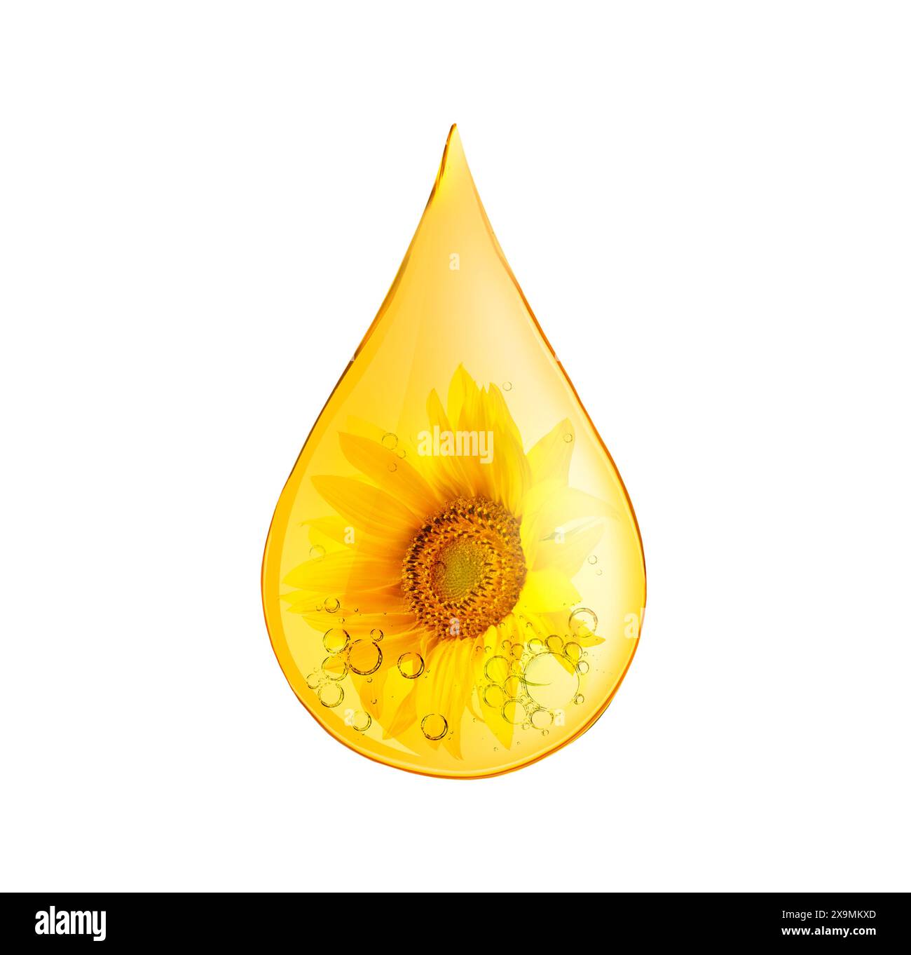Cooking oil drop with sunflower inside on white background Stock Photo ...