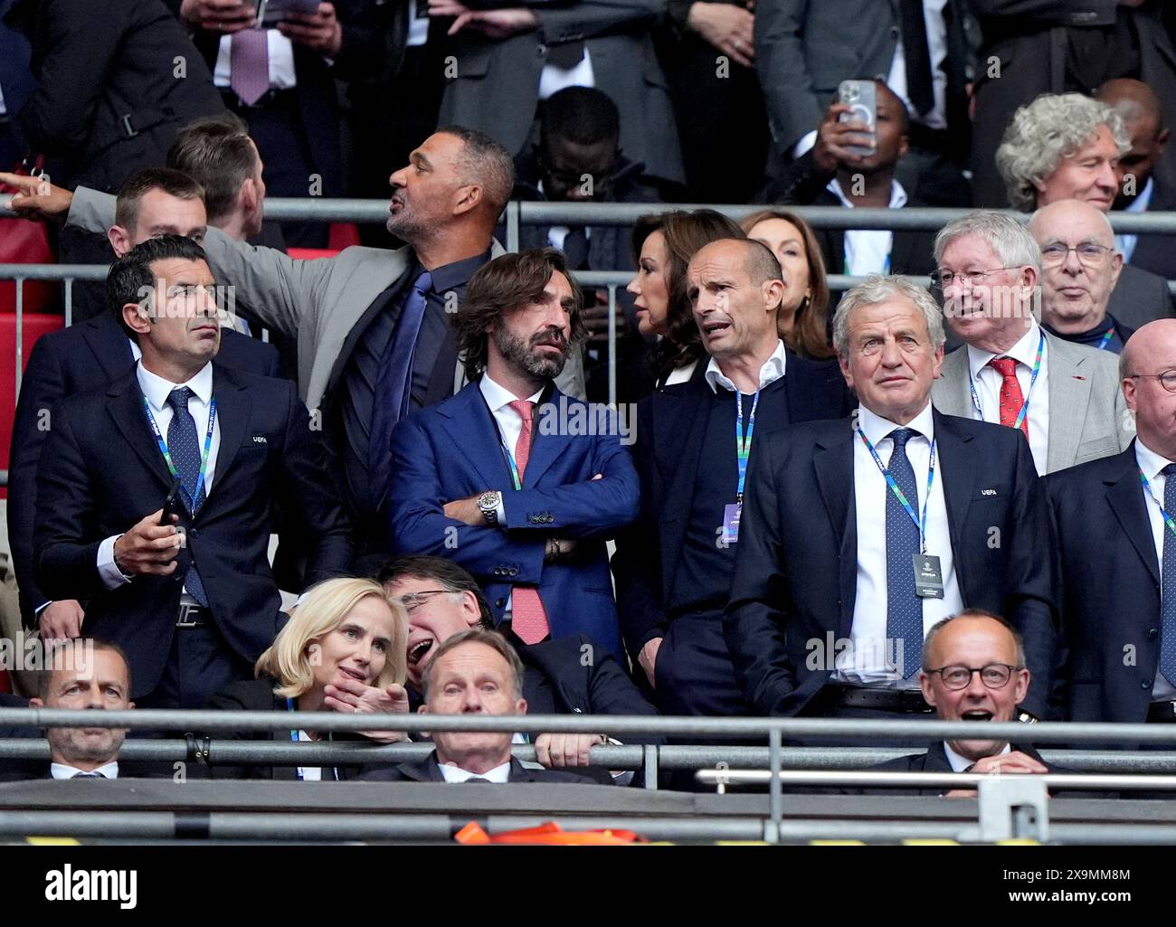 Former footballer Luis Figo (left), Sampdoria manager Andrea Pirlo and ...