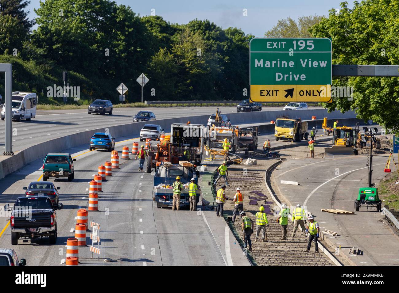 Everett WA USA May 11 2024 - Highway 5 Northbound lane construction ...