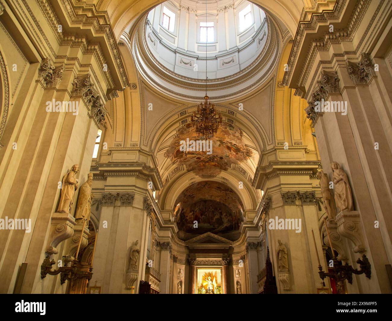 Magnificent nave with decorated dome and ornate columns, palermo in ...