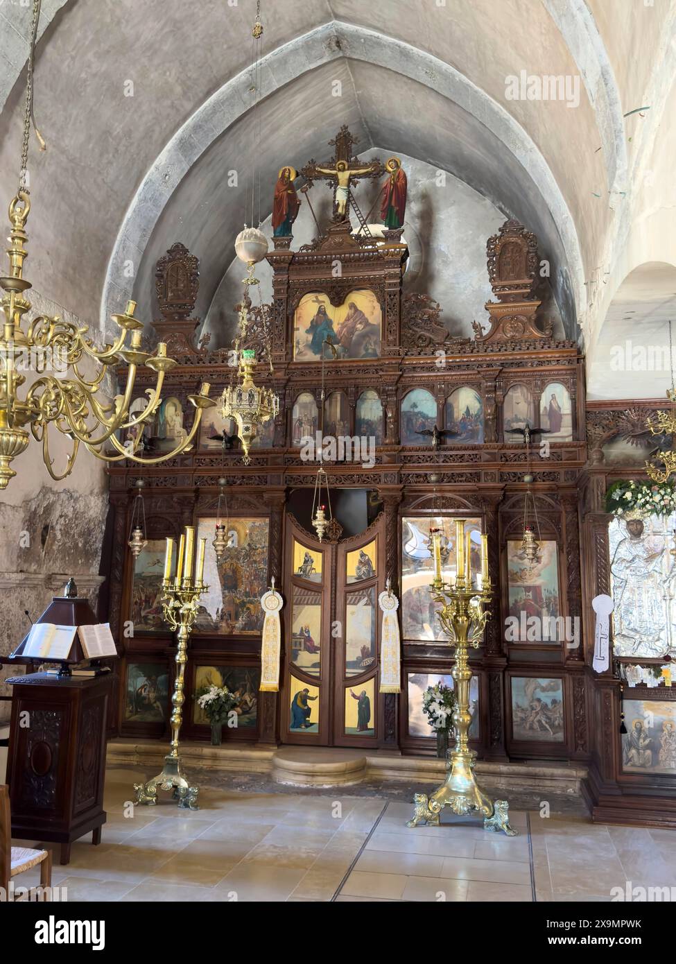 Interior of right aisle of church Monastery Church Transfiguration Church dedicated to Saint ...