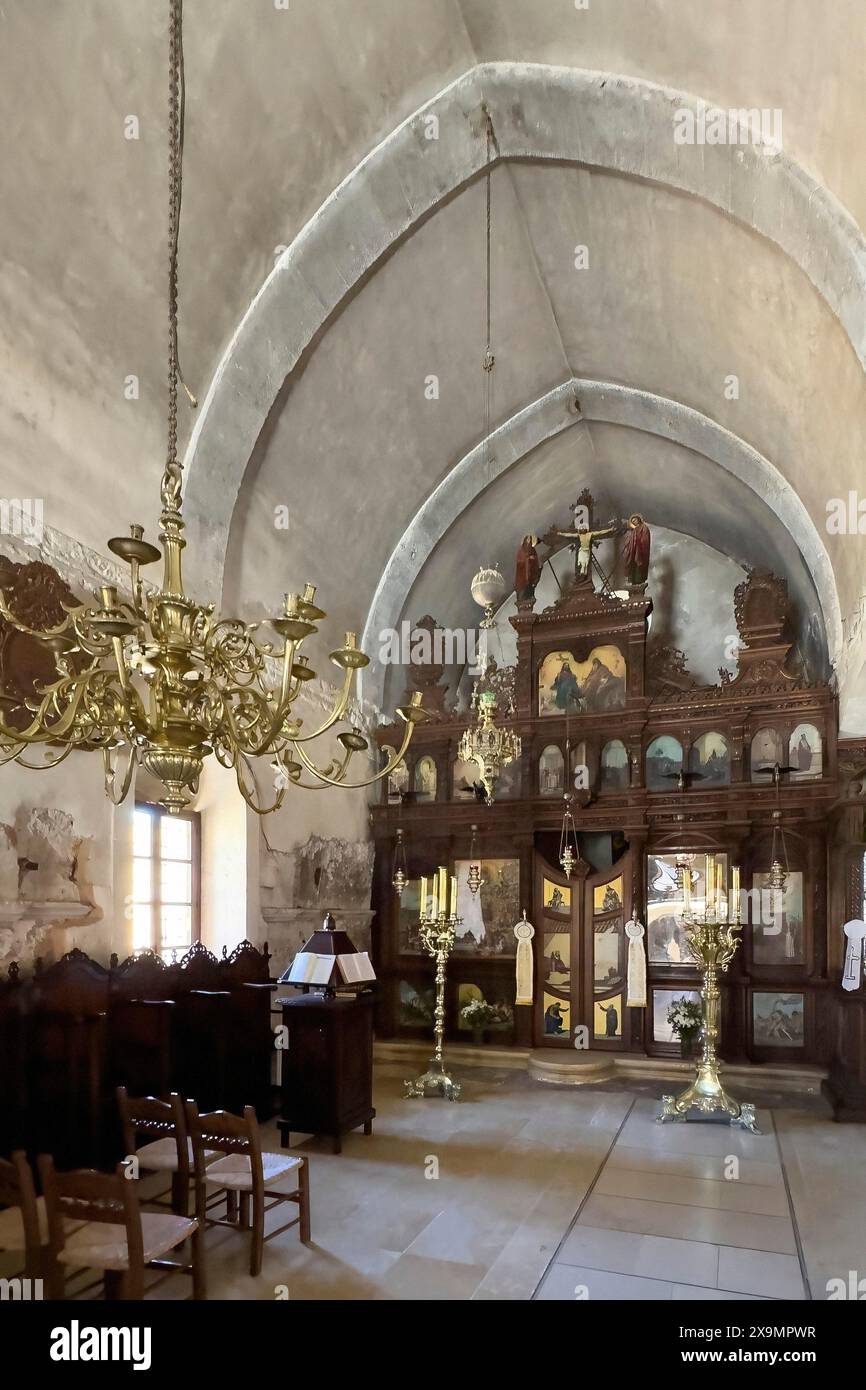 Interior of right aisle of church Monastery Church Transfiguration Church dedicated to Saint ...