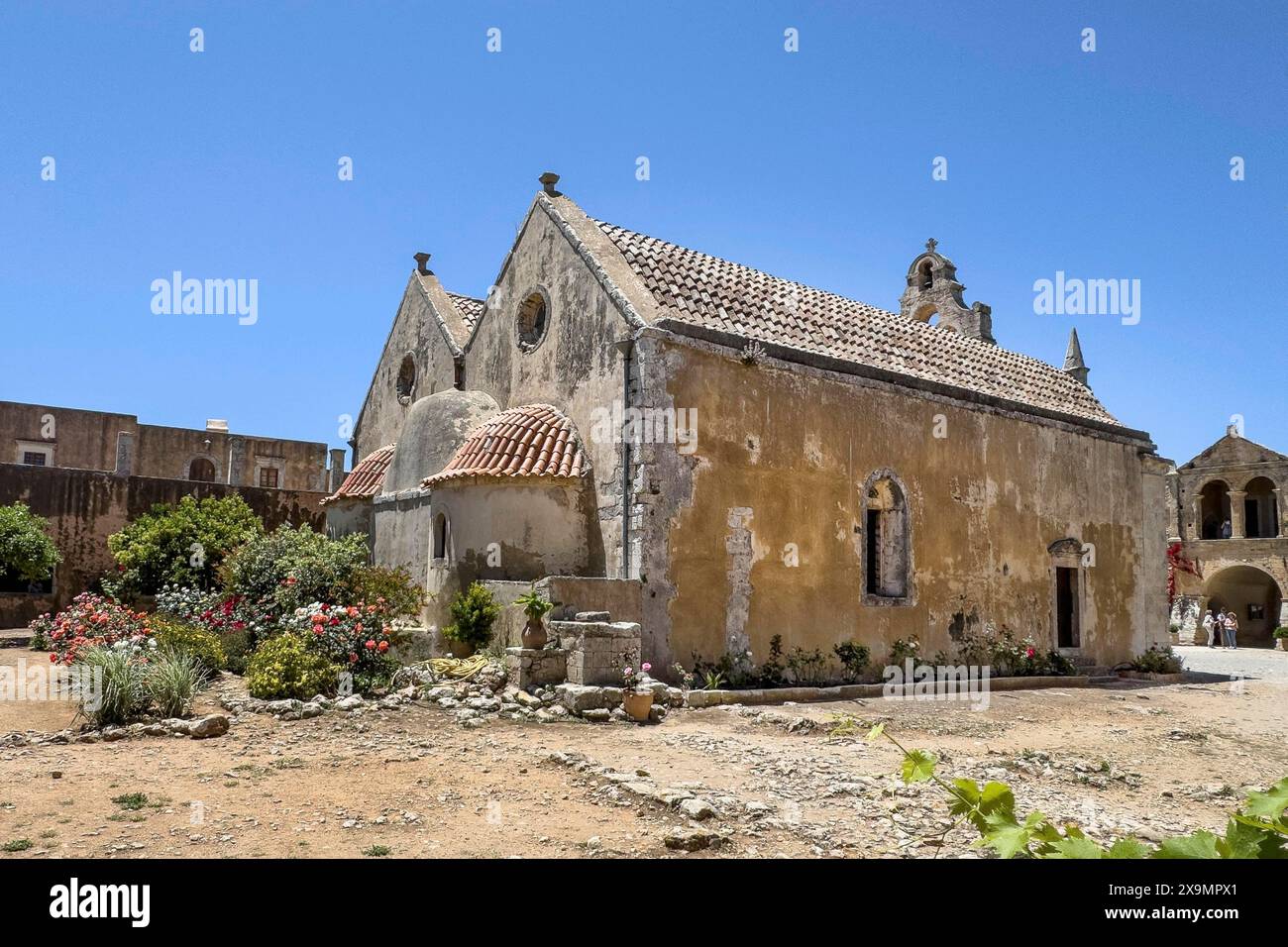 View of back of two-aisled church building Church Monastery Church dedicated to Saints ...