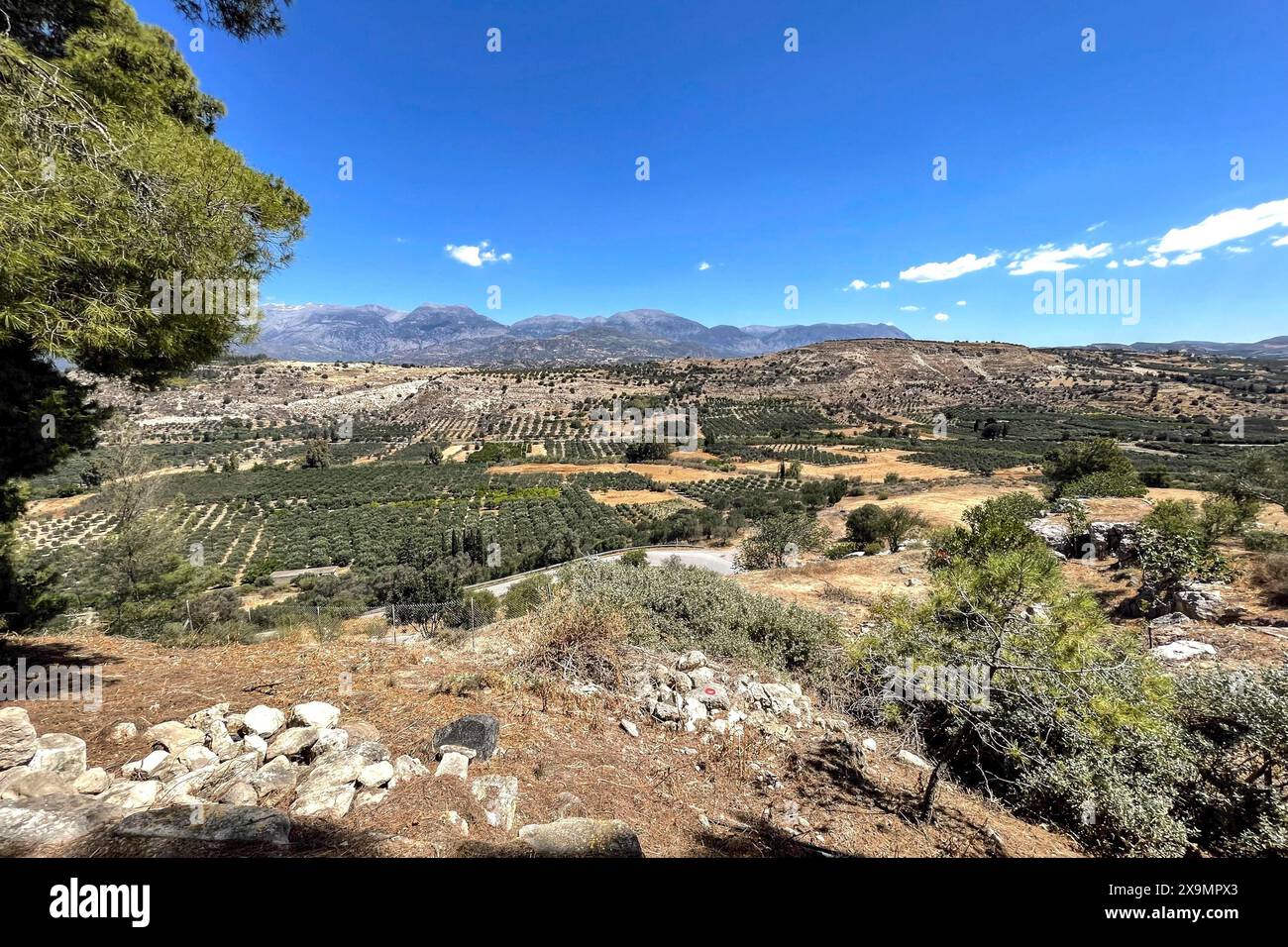 View from hill palace hill of Phaistos to fertile Messara plain plain ...